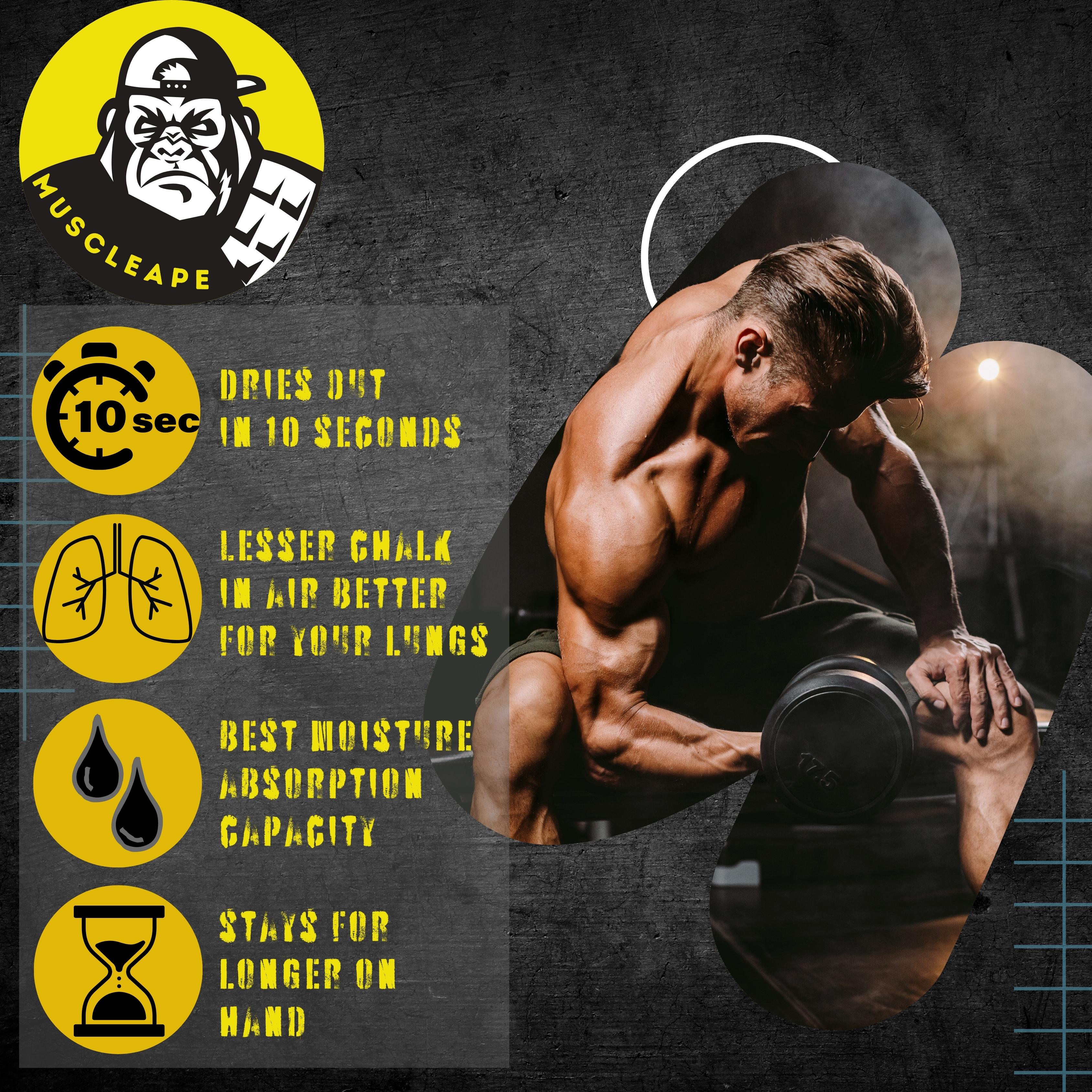 Muscleape Liquid Chalk 200Ml. Turn Your Grip Into Titanium Strength Hy